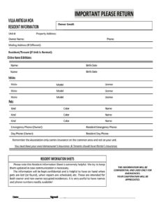 Homeowner and Tenant Information Form | Villa Antigua Homeowners ...