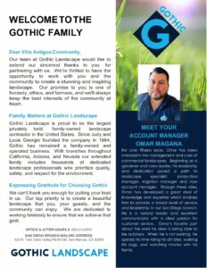 Gothic Landscape Welcome Letter 2024 | Villa Antigua Homeowners Association